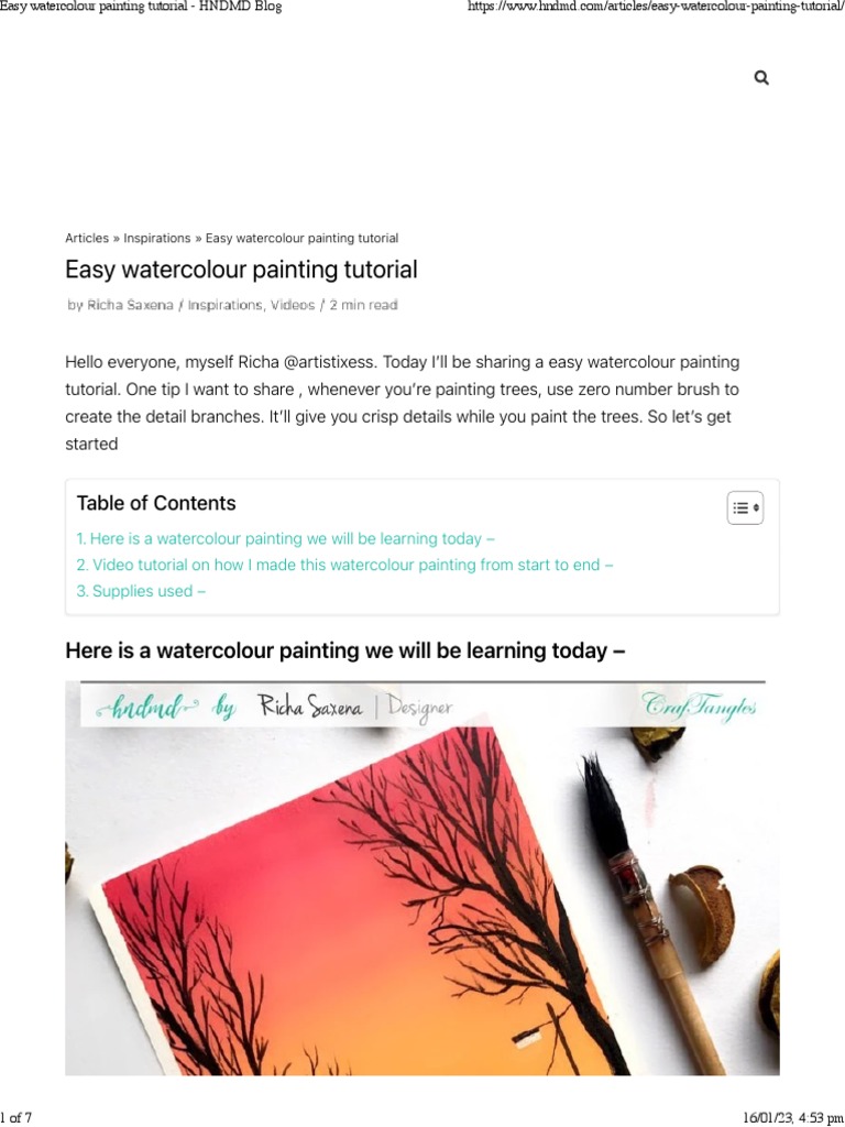 Easy Watercolour Painting Tutorial - HNDMD Blog | PDF | Watercolor ...