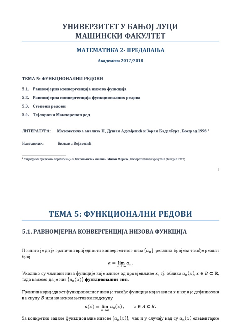 Funkcionalni Redovi | PDF