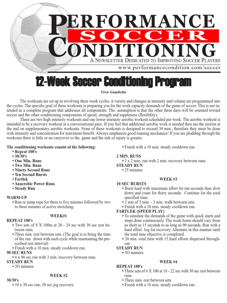 12-Week Soccer Conditioning Plan | PDF | Determinants Of Health ...