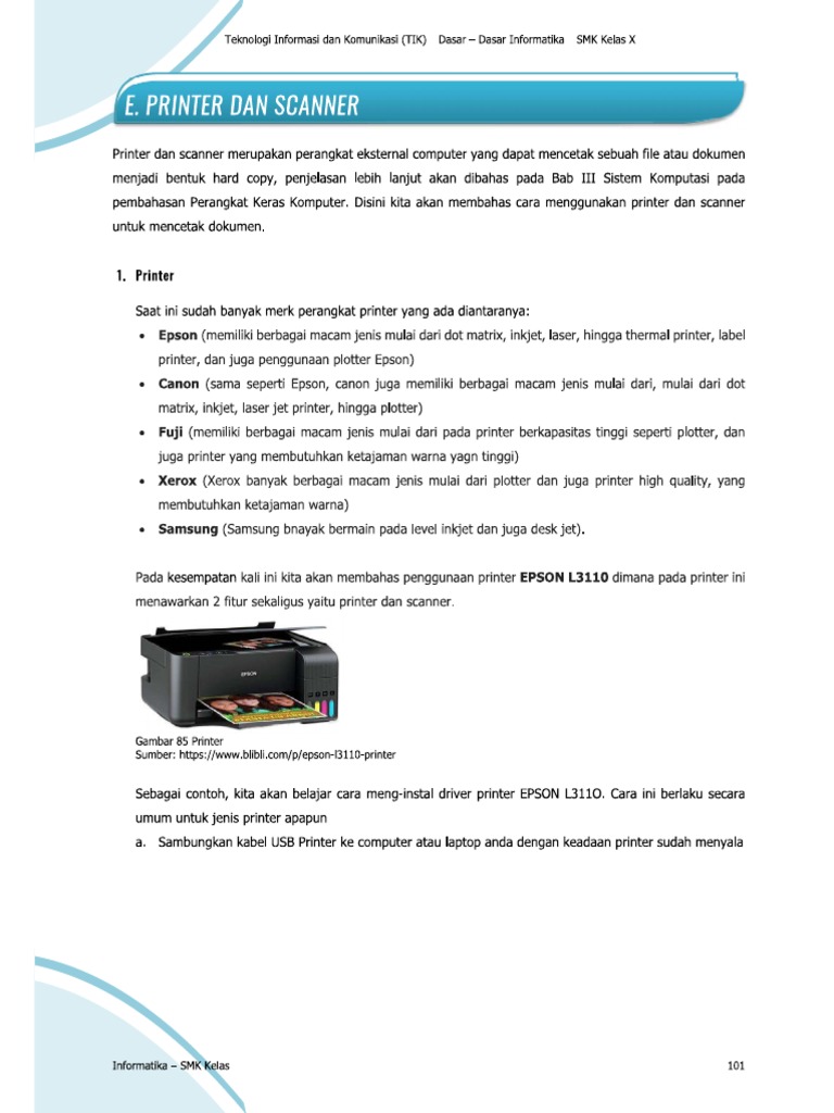 Instalasi Dan Cara Penggunaan Printer Dan Scaner | PDF
