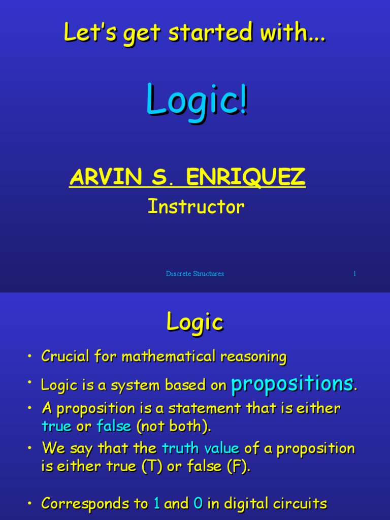 Propositions and Logic 1 | PDF | Proposition | If And Only If