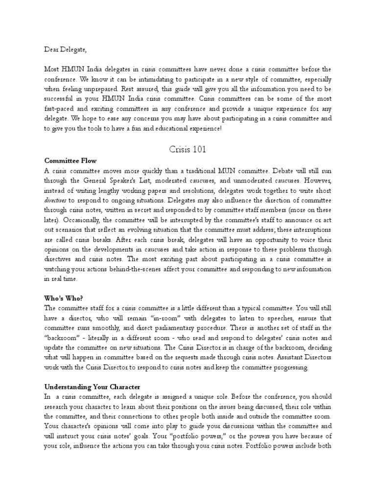 Delegate+Guide+to+Crisis HMUN | PDF
