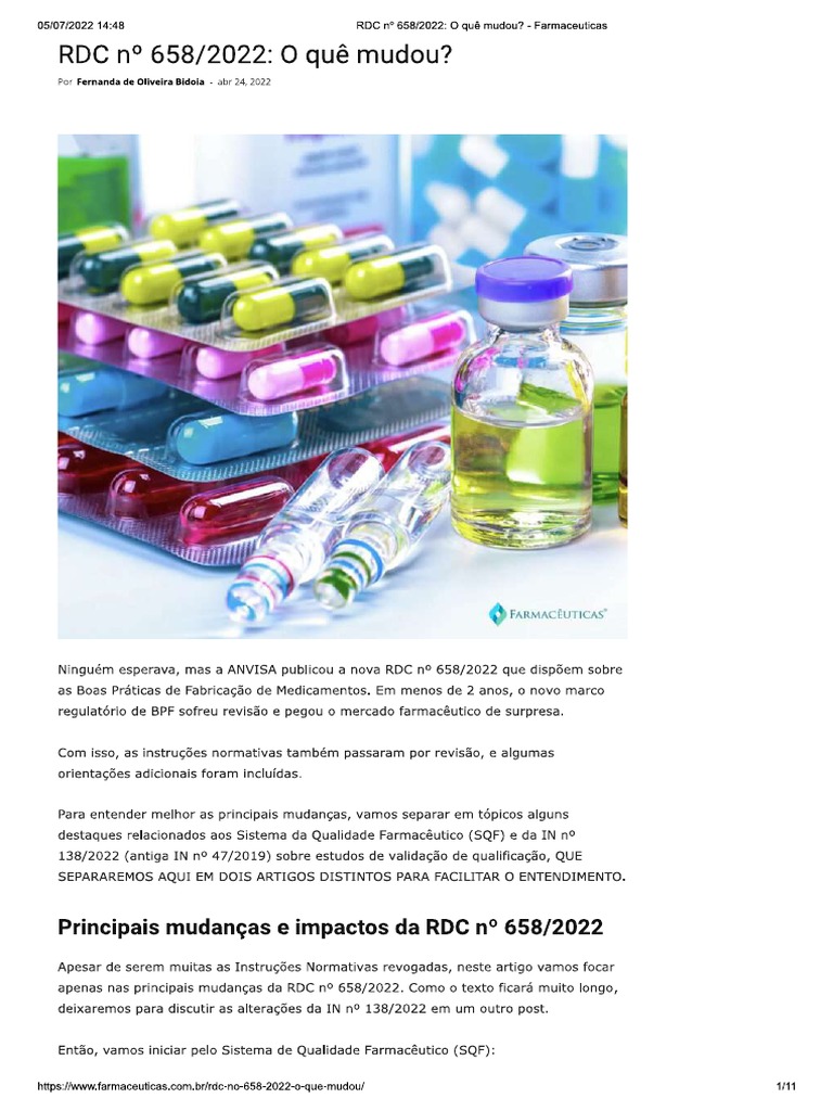 Alteração Da RDC 301-2019 para RDC 658 de 2022 | PDF