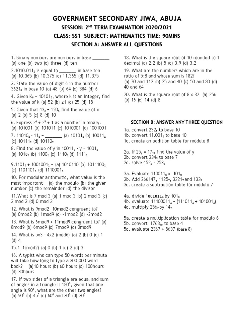 Government Secondary Jiwa | PDF | Decimal | Arithmetic