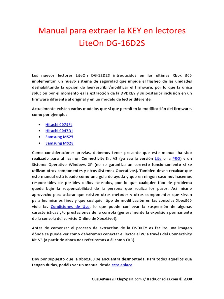 Manual para Extraer La Key en Lectores Liteon DG | PDF | Xbox 360 ...