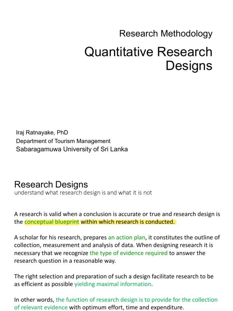 Quantitative Research Designs | PDF | Survey Methodology | Experiment