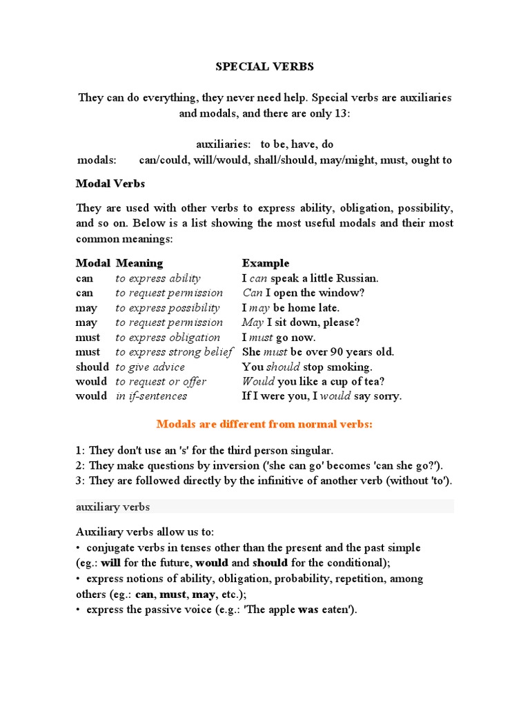 Special Verbs | Download Free PDF | Grammatical Conjugation | Morphology