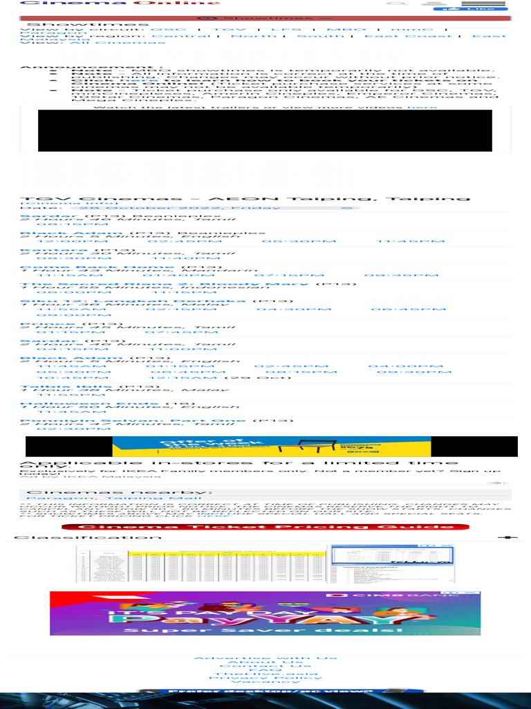 Showtimes in TGV Cinemas AEON Taiping, Taiping Cinema Online | PDF
