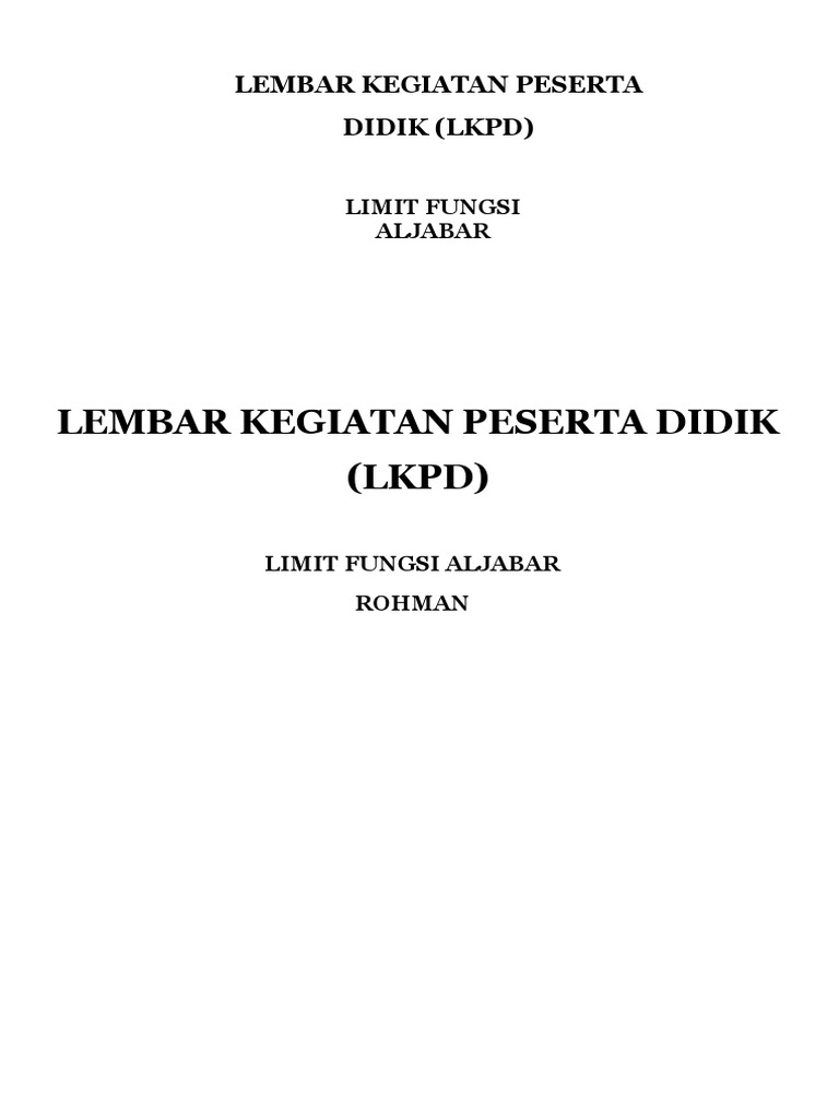 Lembar Kegiatan Peserta Didik | PDF