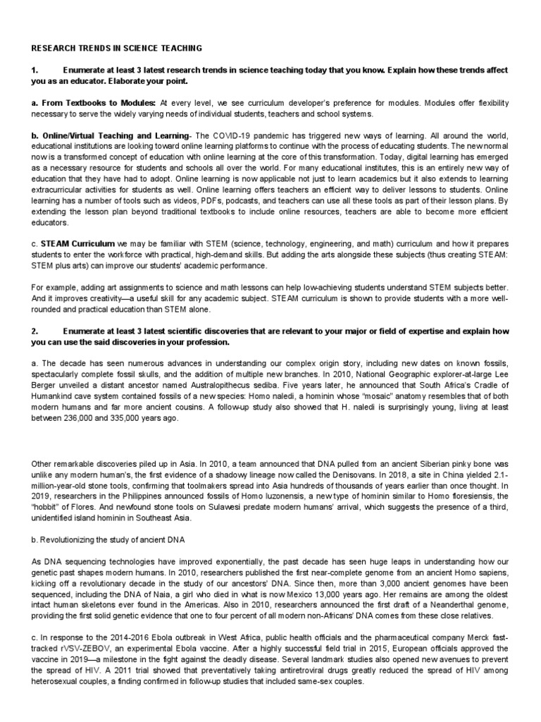 Latest Trends in Science Teaching | PDF