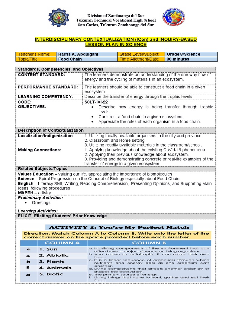 Food Chain LP | PDF | Learning | Inquiry Based Learning