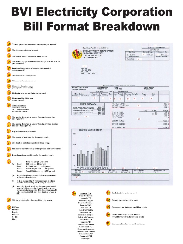 BVI Electricity Your Bill Explained | PDF