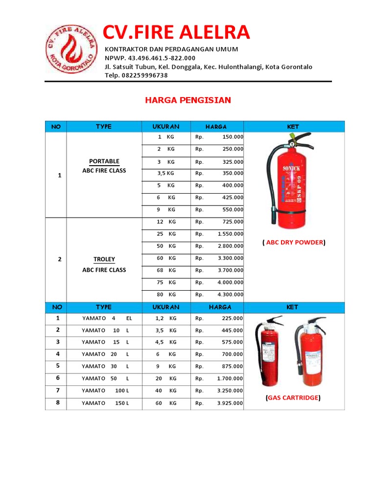 Daftar Harga Cv. Fire Alelra Edit | PDF