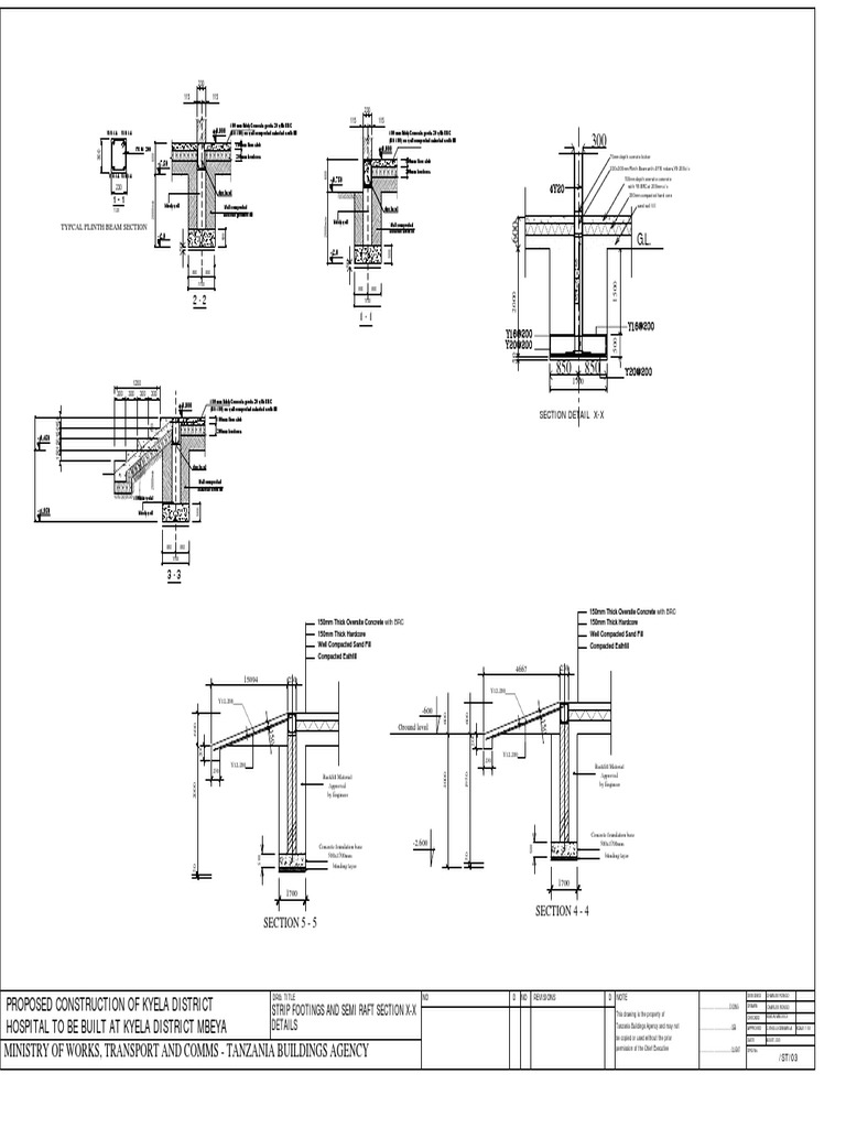 1 - 1 Typcal Plinth Beam Section: Proposed Construction of Kyela ...