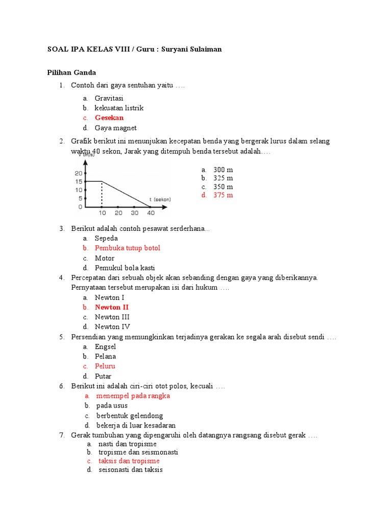 Soal Ipa Kelas Viii | PDF