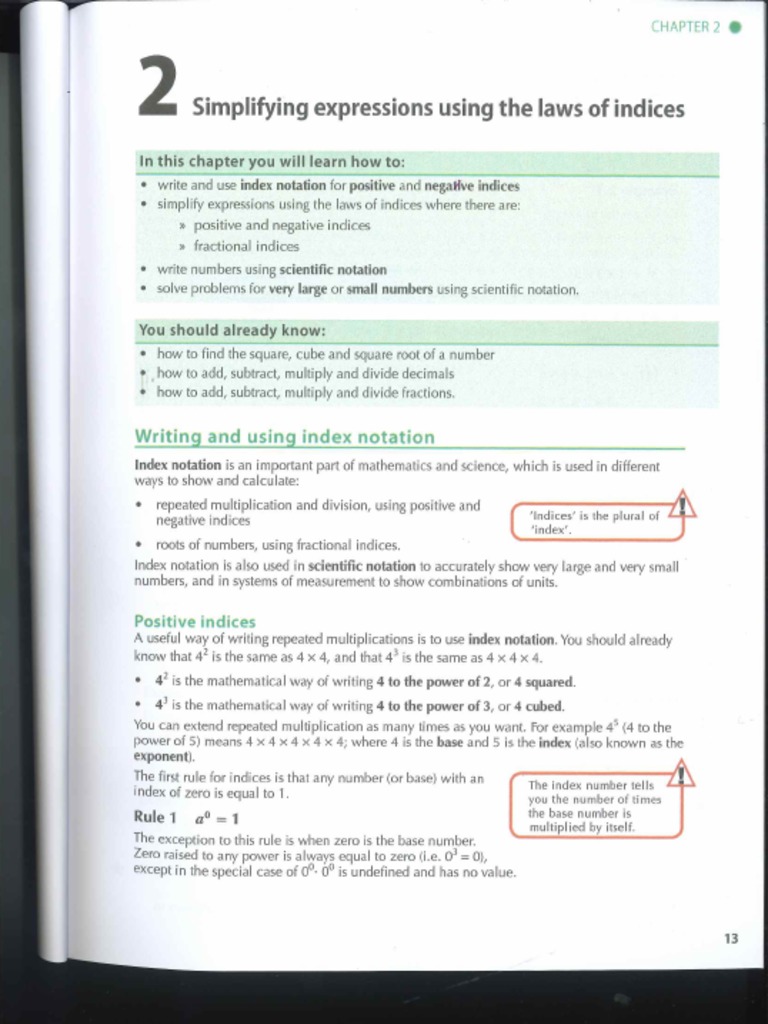 Leckie & Leckie N5 Student Book c.2 Laws of Indices | PDF Leckie & Leckie N5 Student Book c.2 Laws of Indices | PDF