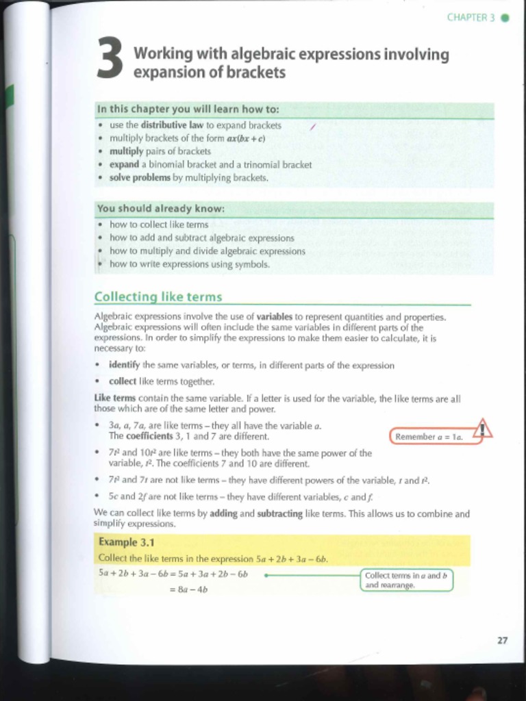 Leckie & Leckie N5 Student Book c.3 Working With Algebraic Expressions ... Leckie & Leckie N5 Student Book c.3 Working With Algebraic Expressions ...