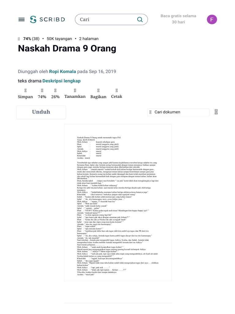Naskah Drama 9 Orang - PDF | PDF