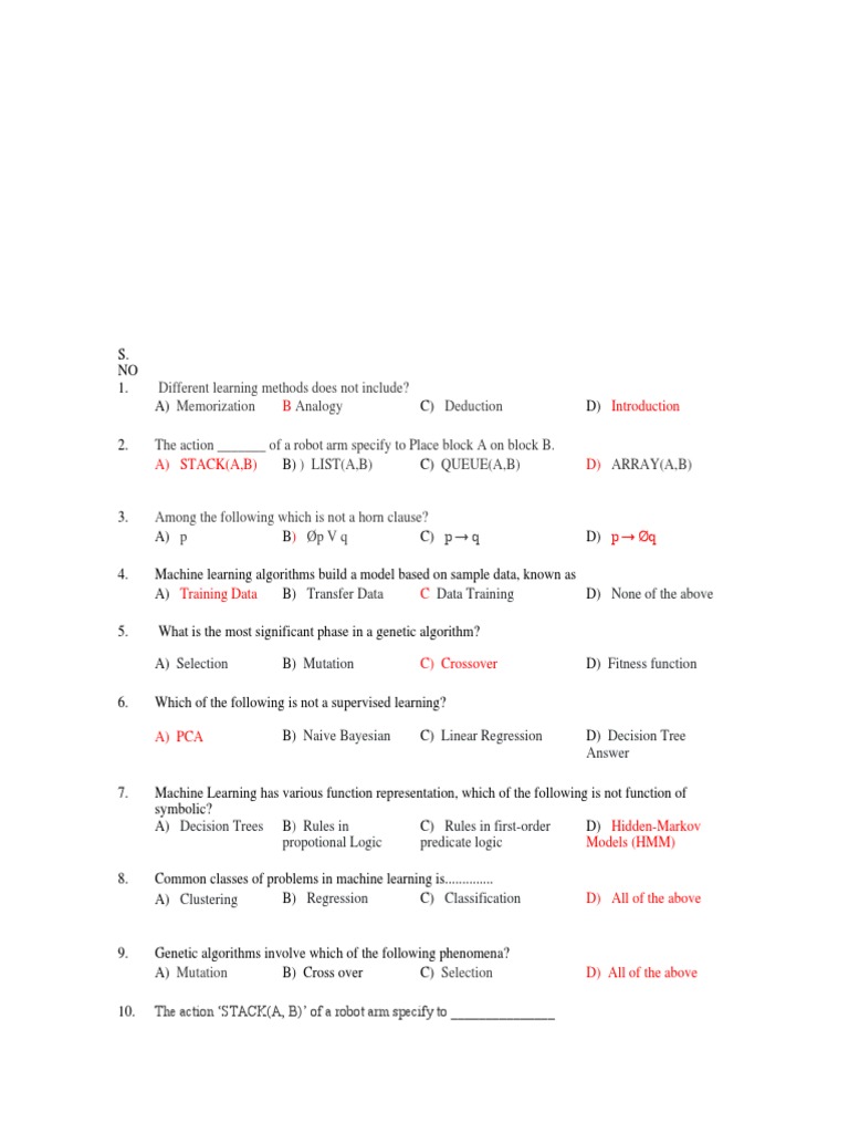 ML MCQ - S | PDF | Machine Learning | Artificial Neural Network ML MCQ - S | PDF | Machine Learning | Artificial Neural Network