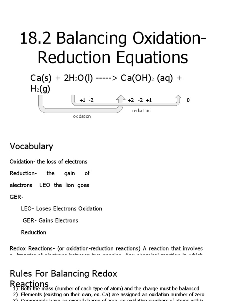 Balancing Redox Reactions Guide | PDF | Redox | Electrochemistry