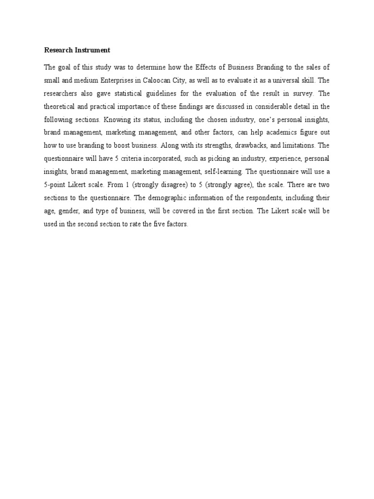 Research Instrument | PDF