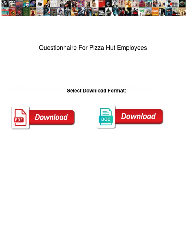 Questionnaire For Pizza Hut Employees | PDF | Employment | Consultant