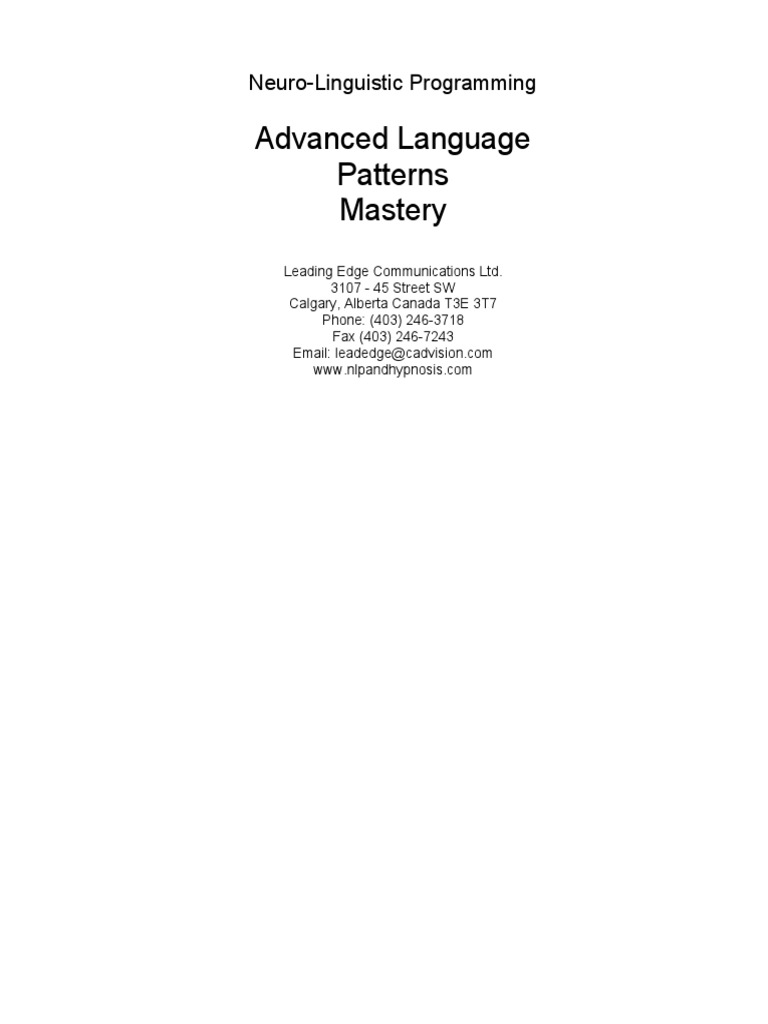Mastering Advanced NLP Language Patterns | PDF | Perfect (Grammar ...