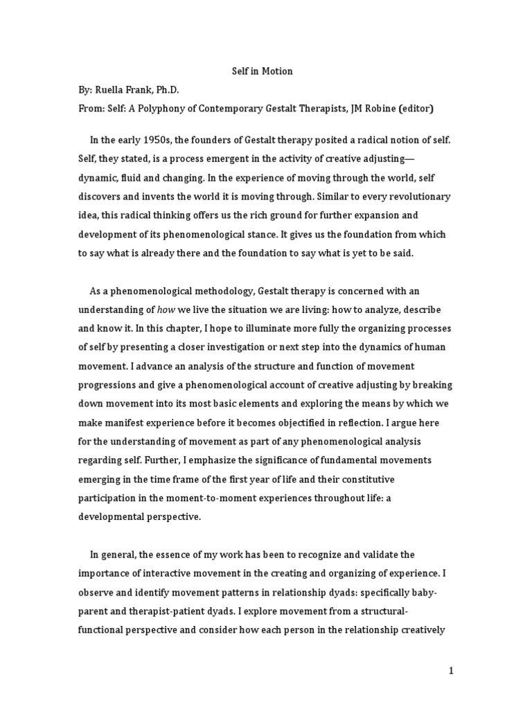 Frank Ruella Self in Motion | PDF | Gestalt Therapy | Experience