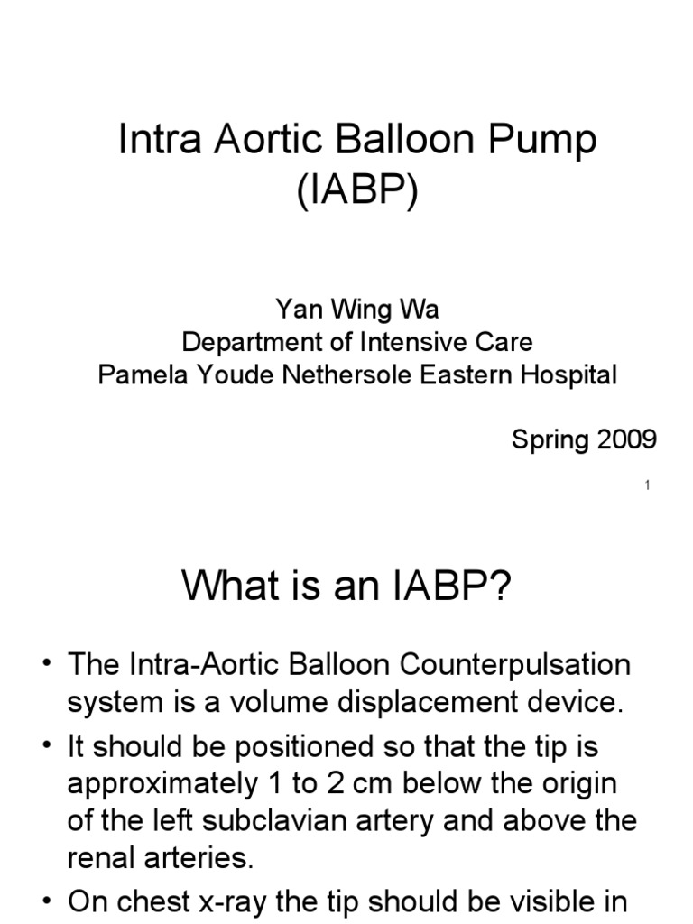 Intra Aortic Balloon Pump (IABP) 2009 | PDF