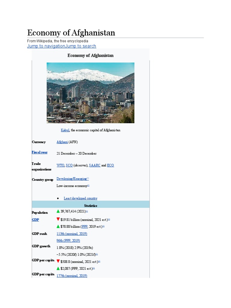 Economy of Afghanistan | PDF | Afghanistan | Purchasing Power Parity