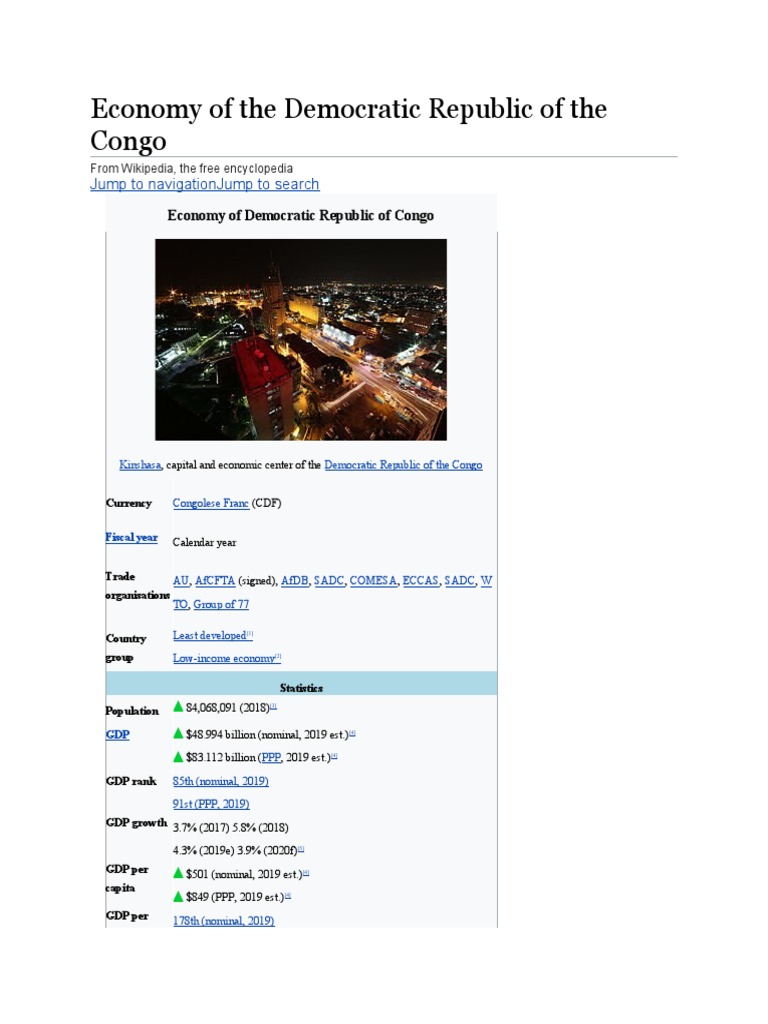 Economy of The Democratic Republic of The Congo | PDF | Democratic ...