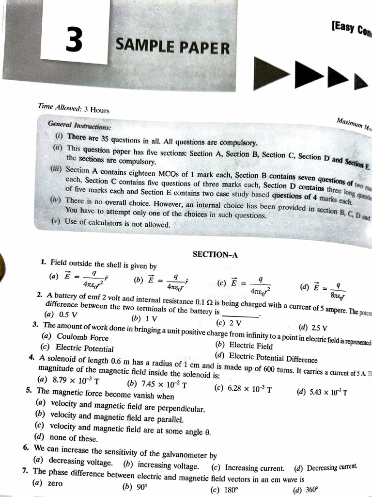 Sample Paper 3 | PDF | Photoelectric Effect | Resonance