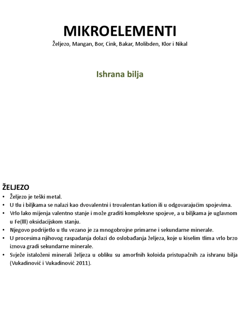Predavanje 10 Mikroelementi | PDF