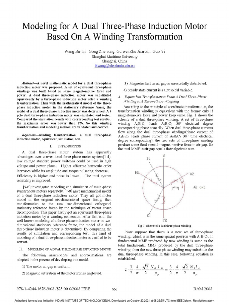 Modeling For A Dual Three-Phase Induction Motor Based On A Winding ...
