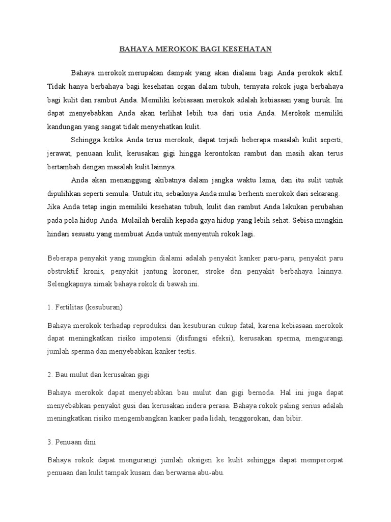 BAHAYA MEROKOK BAGI KESEHATAN Tubuh | PDF
