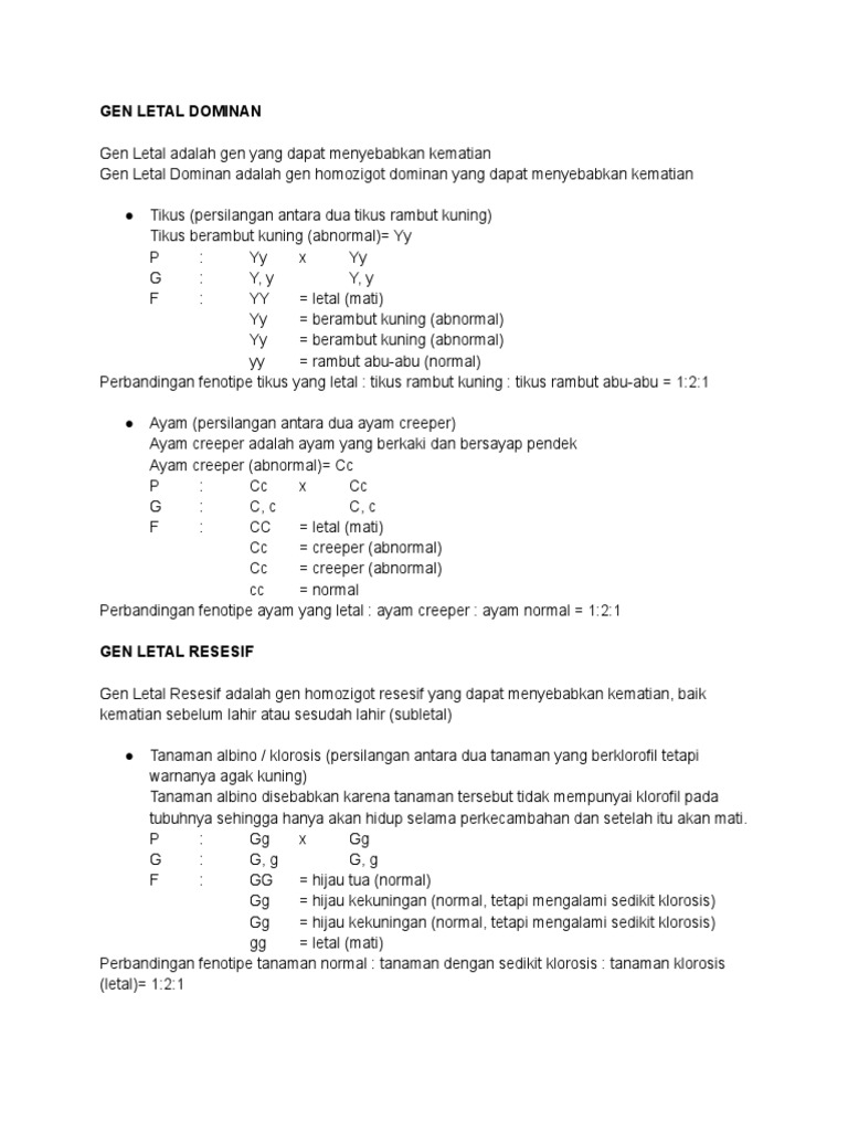 Gen Letal Biologi | PDF
