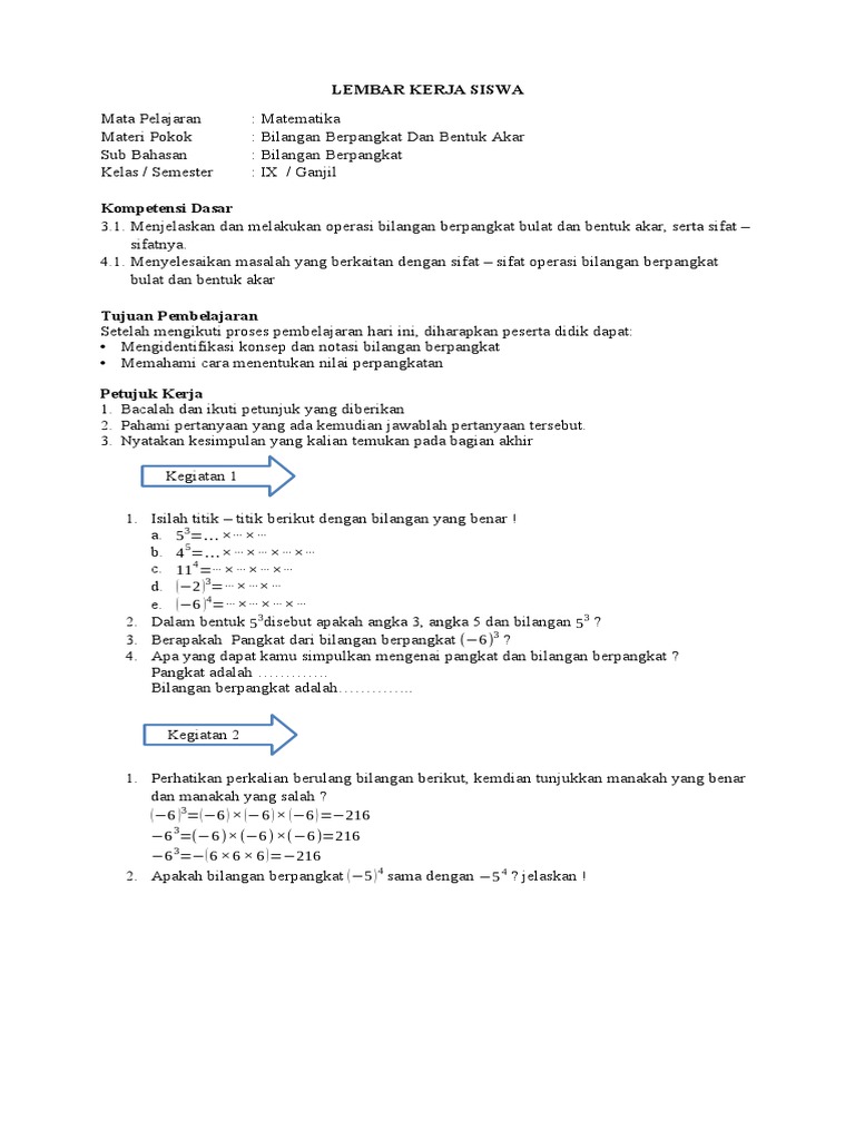 Lembar Kerja Siswa Kelas 9 Pdf