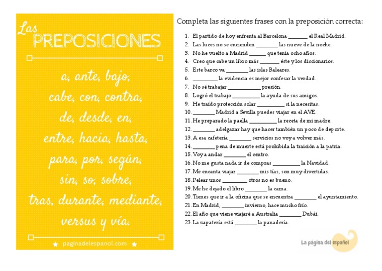 Las-Preposiciones Español | PDF