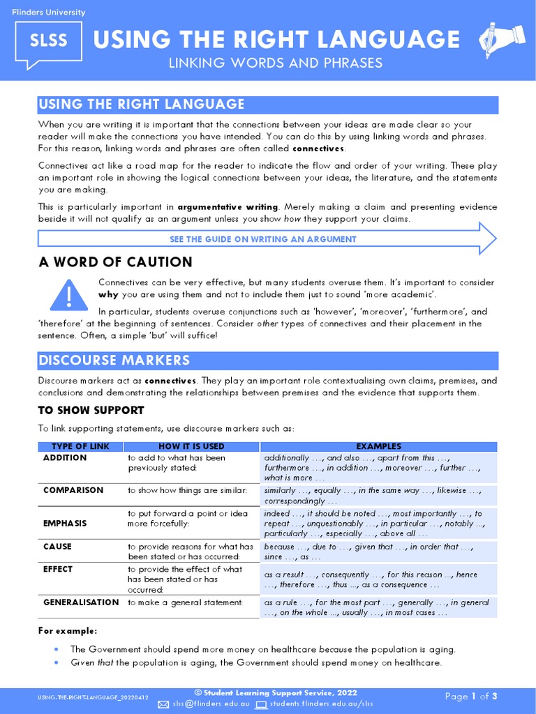 Linking Words and Phrases | PDF