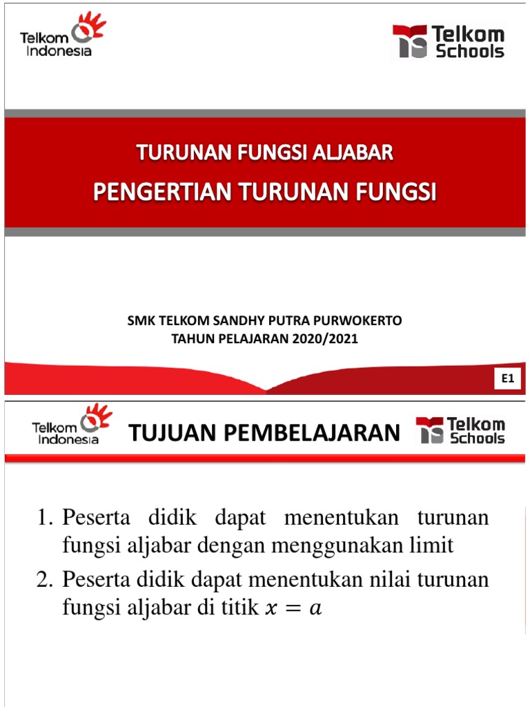 01 Materi Turunan - Pengertian Turunan Fungsi | PDF