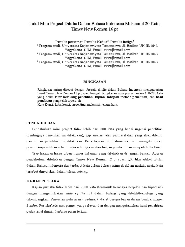 Template Laporan Mini Project | PDF