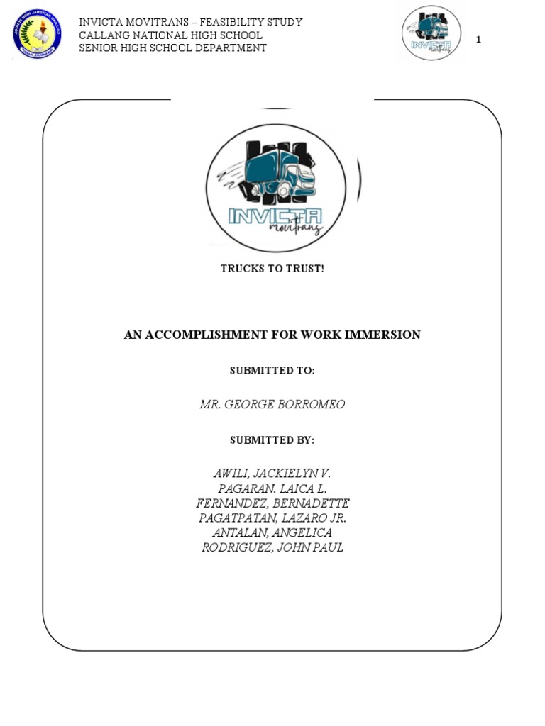 Awili's Group - Work Immersion Feasibility Study | PDF | Balance Sheet ...