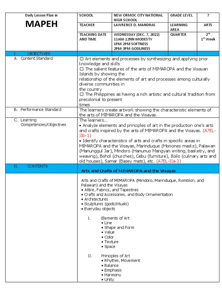 2nd Quarter LP in Music 7 | PDF | Lesson Plan | Learning