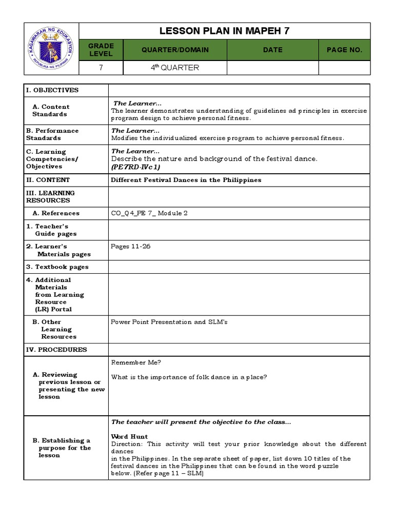Lesson Plan Blank Form | PDF