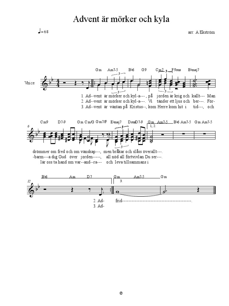 Advent är mörker och kyla SSA[1091] | PDF
