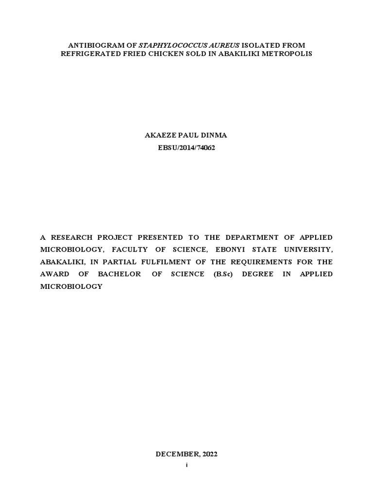 Akaeze Prelim Pages | PDF | Antimicrobial Resistance | Staphylococcus ...