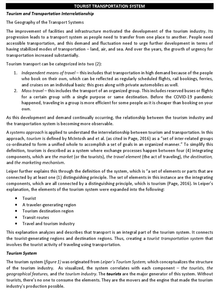 Linking Tourism and Transportation | PDF | Tourism | Transport