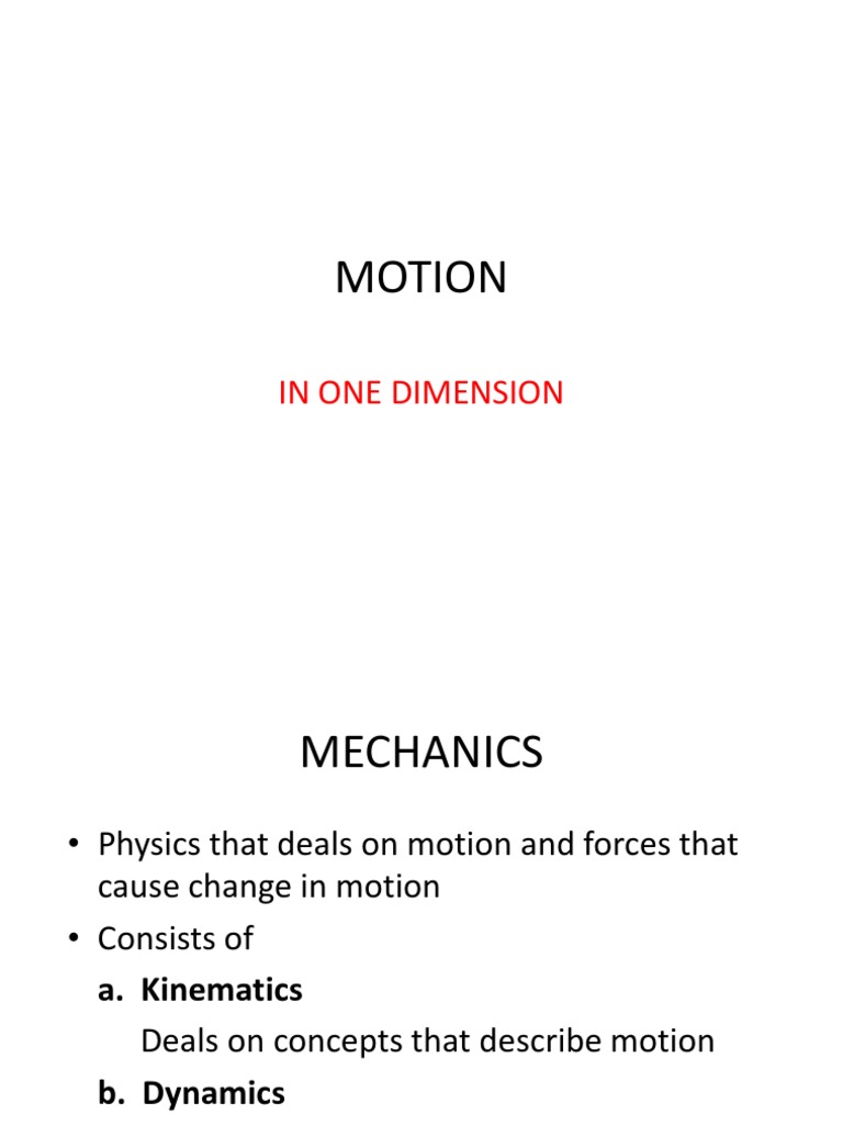 Motion in One Dimension | PDF