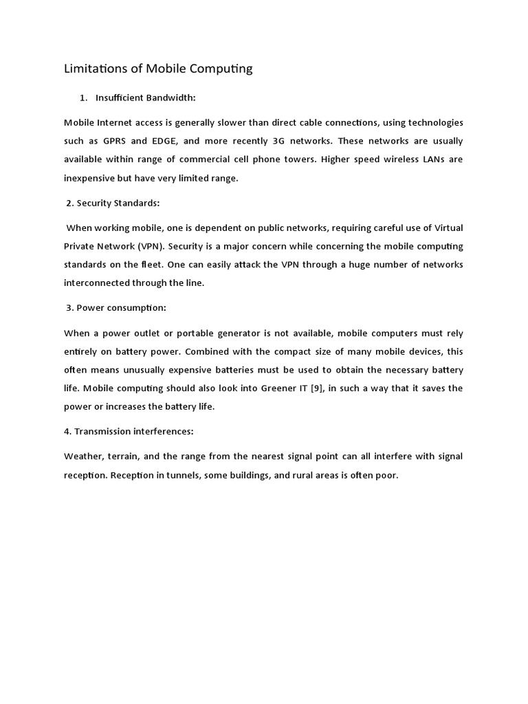 Limitations Of Mobile Computing Pdf