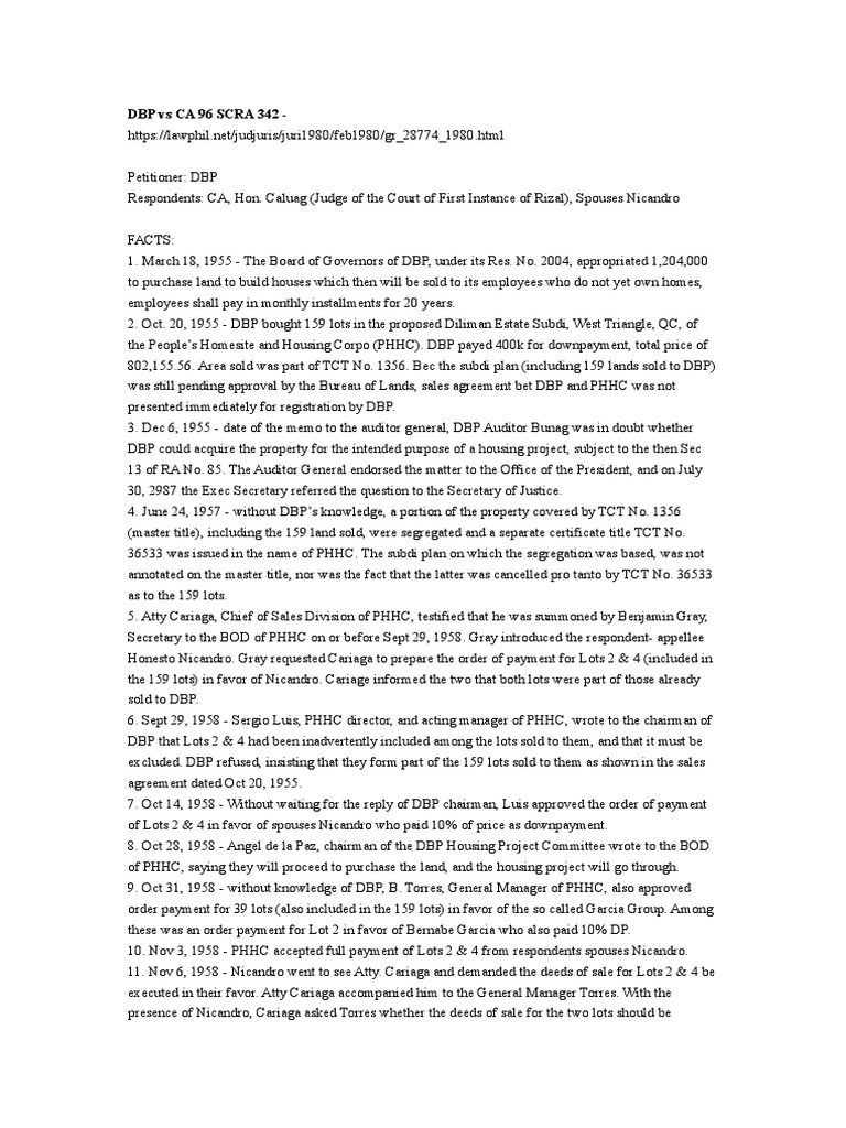 DBP V CA & Ereneta V Bezore | PDF